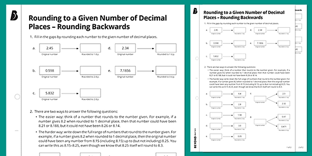 👉 Rounding to a Given Number of Decimal Places - Rounding Backwards
