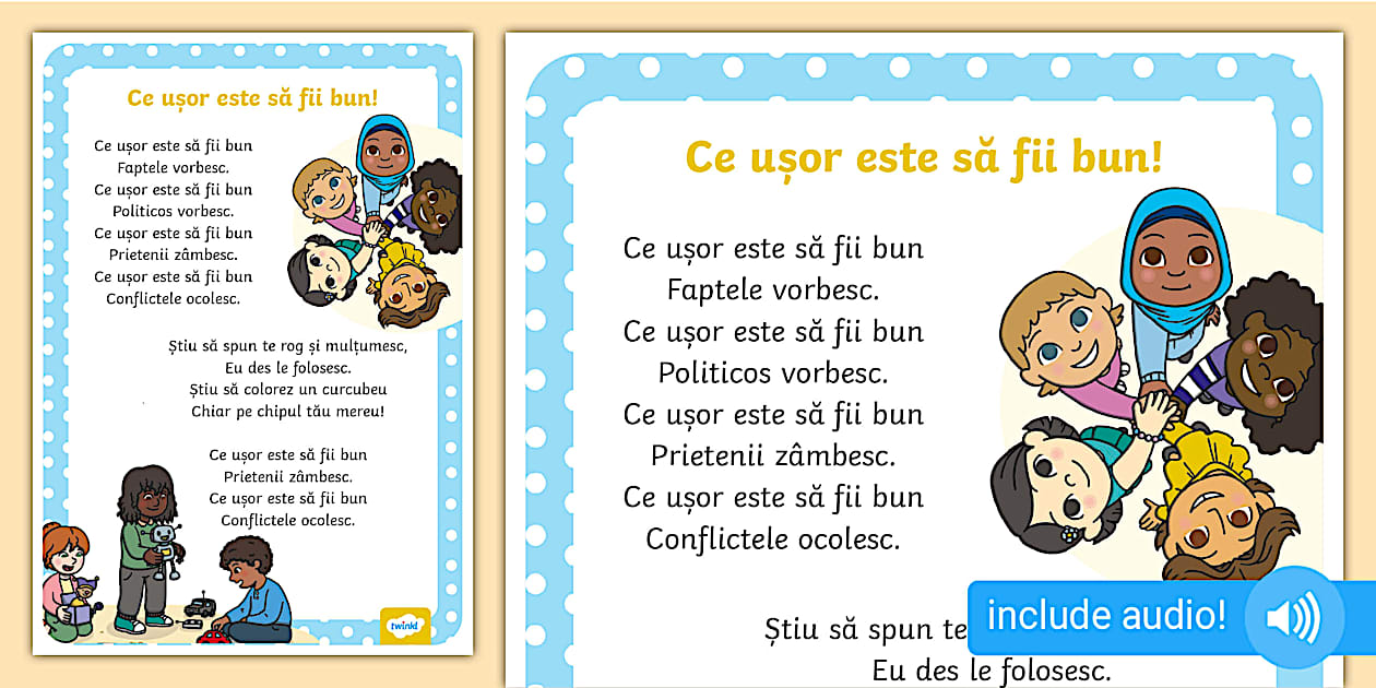Ce ușor este să fii bun! – Cântec pentru copii - Twinkl