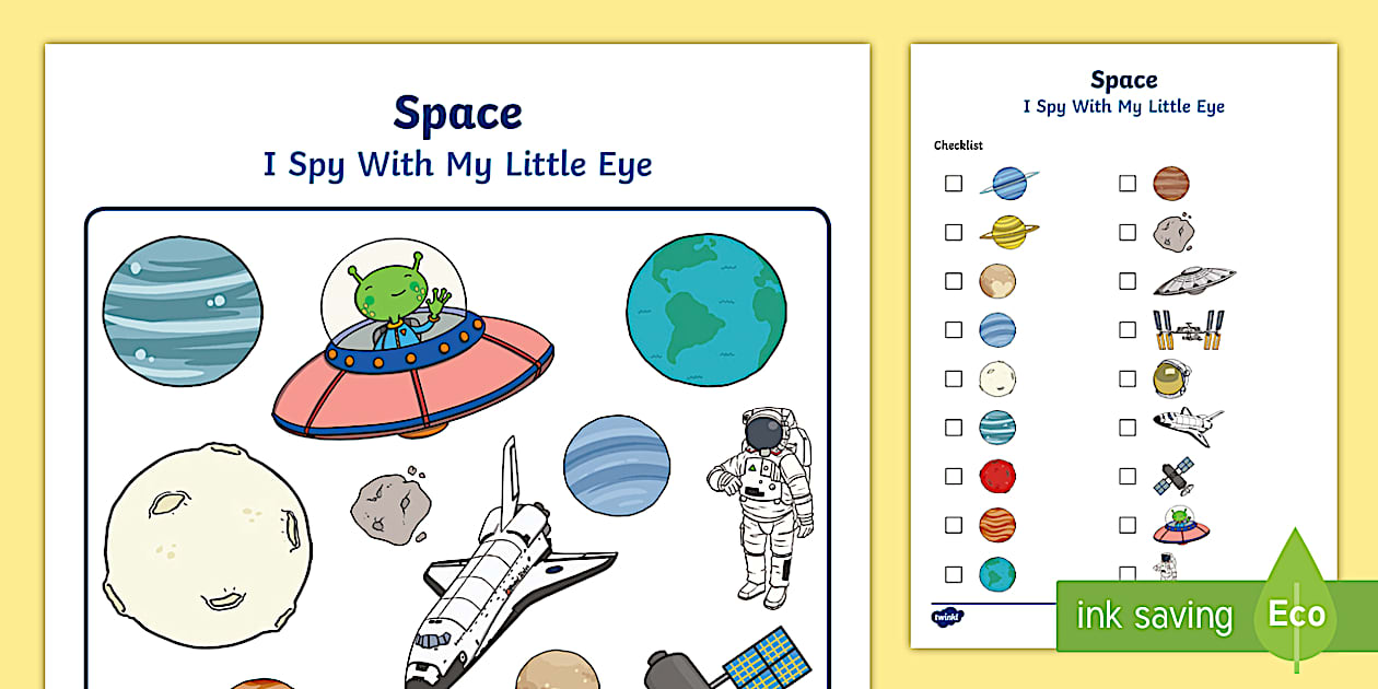Black and White Space Themed I Spy With My Little Eye Activity