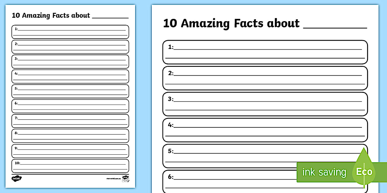 SA 10 Facts About Me Worksheet (teacher made) - Twinkl