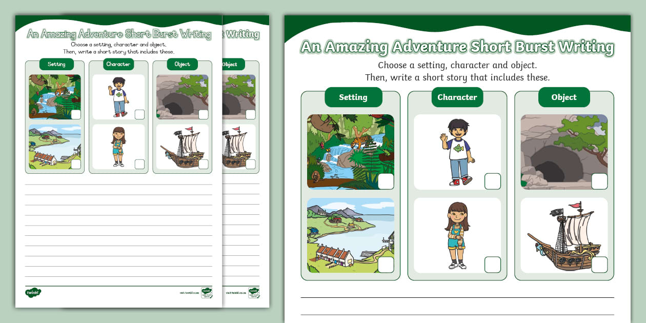 An Amazing Adventure Short Burst Writing Template - Twinkl