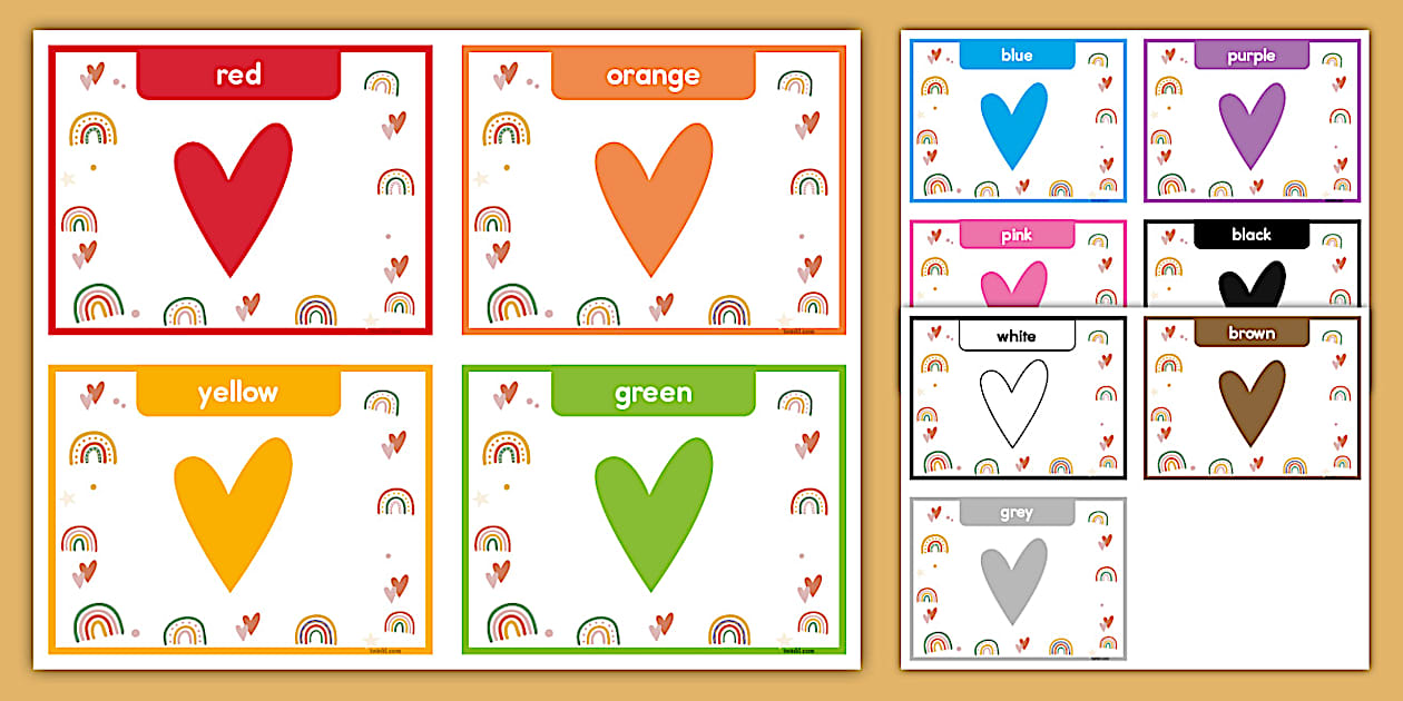 Muted Rainbows Theme Color Flash Cards (teacher made)