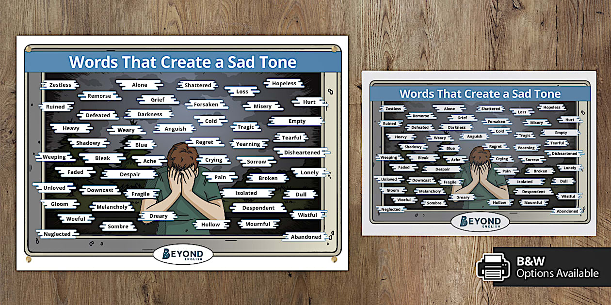 Words That Create a Sad Tone - Poster (teacher made)