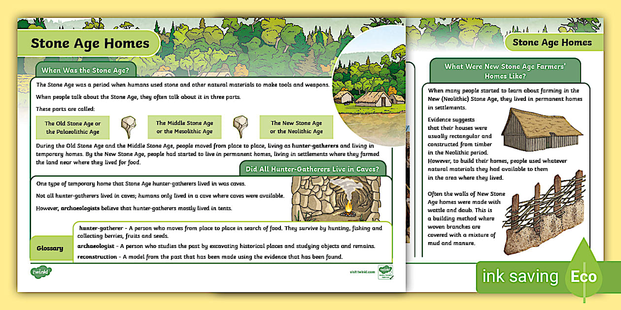 Stone Age Homes Fact File (professor feito) - Twinkl