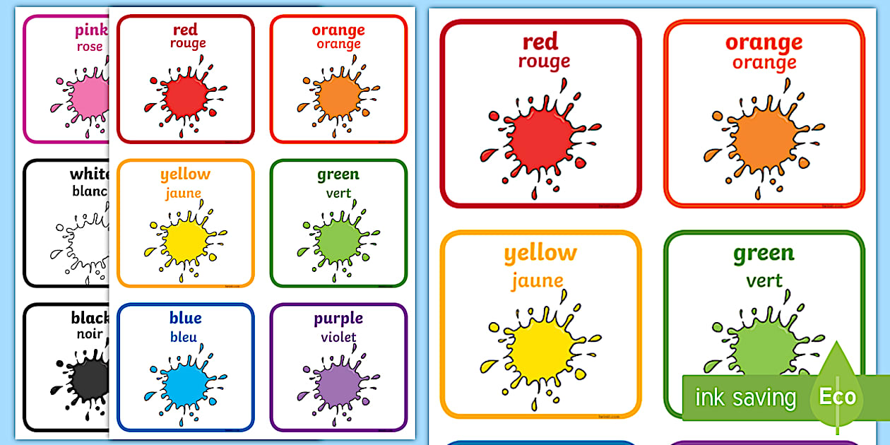 Editable Colours Word Cards English/French (teacher made)