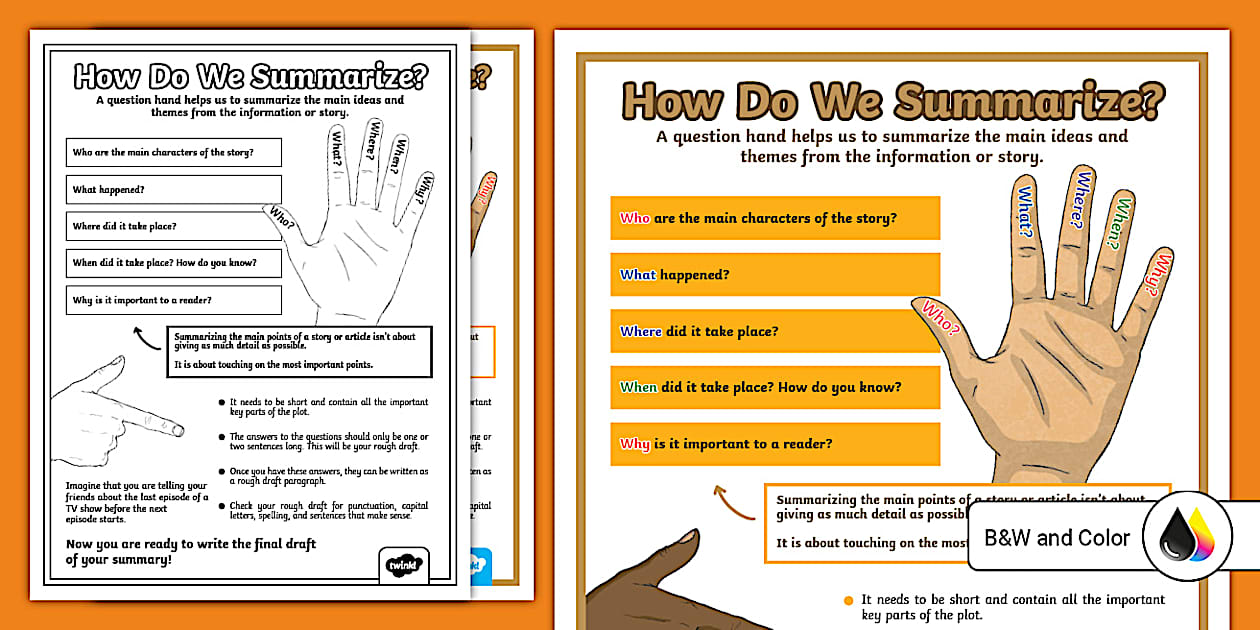 How Do We Summarize? Poster for 3rd-5th Grade (teacher made)