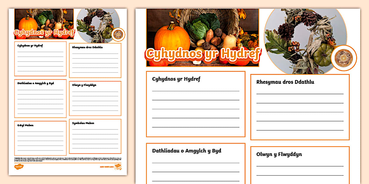 Templed Ffeil Ffeithiau Cyhydnos yr Hydref (Teacher-Made)