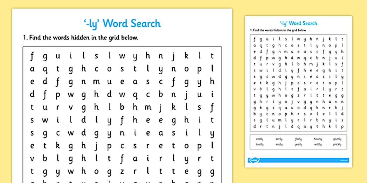 Words Ending In -ly Word Search (teacher made) - Twinkl