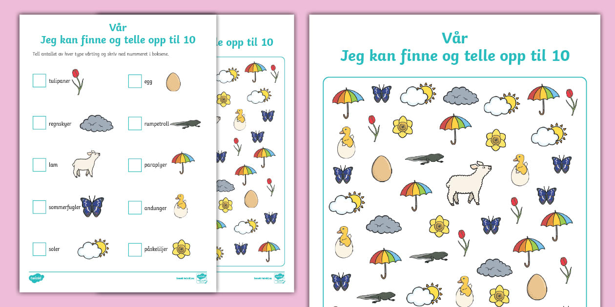 Tell vårmotiver opp til 10 (teacher made) - Twinkl
