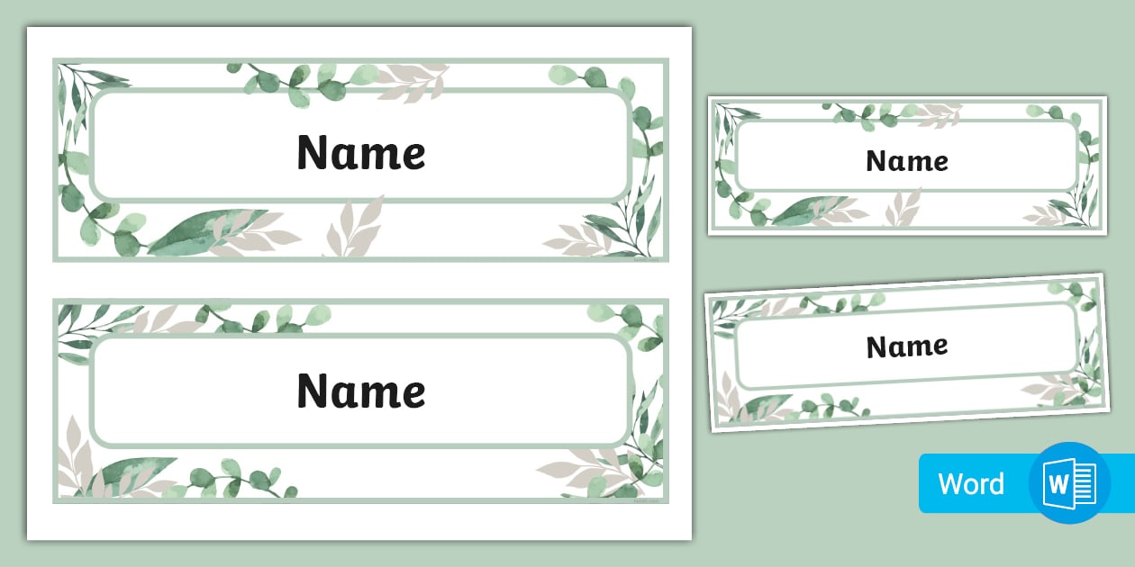 Editable Botanical Theme Desk Nameplates - Twinkl