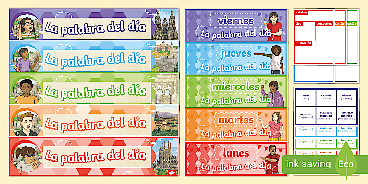 👉 Spanish Word of the Day Display Pack - Primary Resources