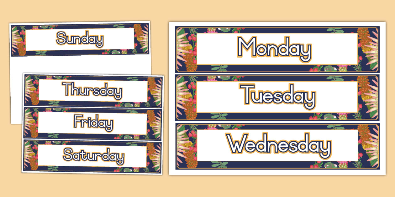 Fynbos-Themed Days of the Week Word Cards - Twinkl