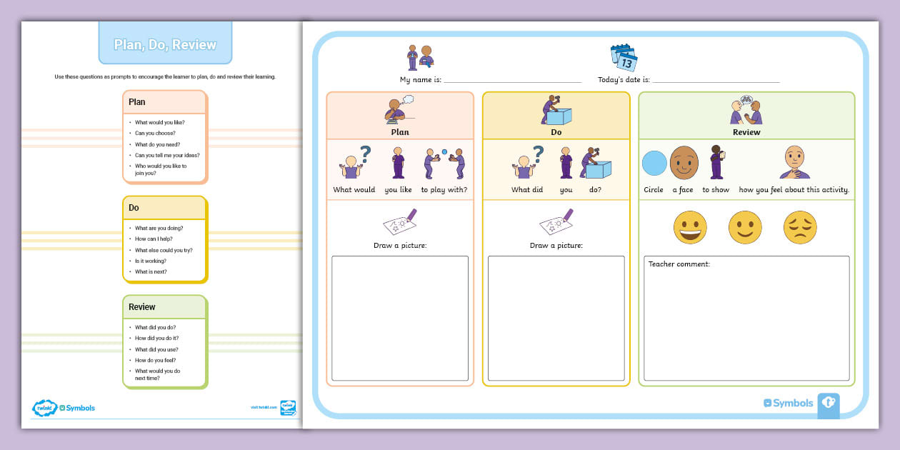 Twinkl Symbols: Plan, Do, Review Board (teacher made)