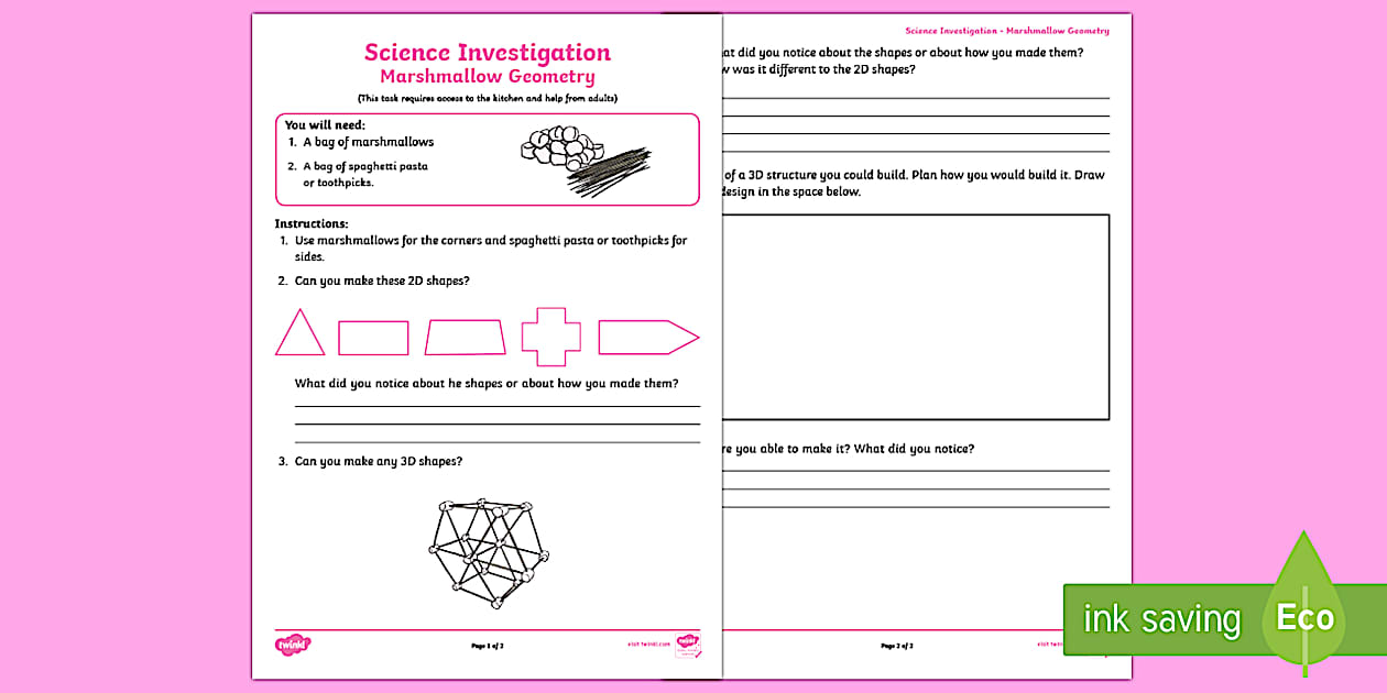 Marshmallow Geometry Science Experiment and Prompt Card Pack