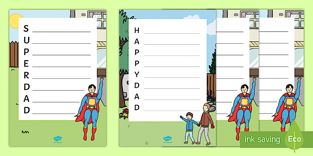 Super and Happy Dad Acrostic Poem (teacher made) - Twinkl