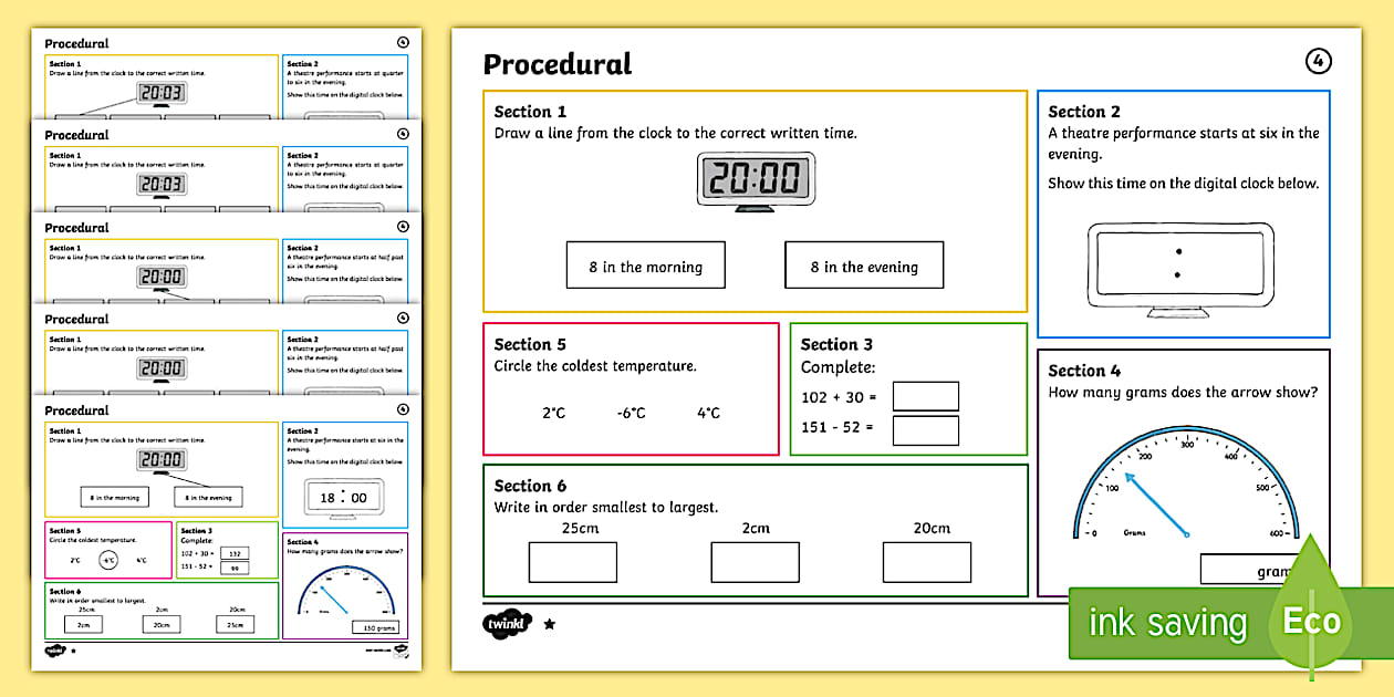 Procedural Year 4 Mat 4 Maths Activity Mats (Teacher-Made)
