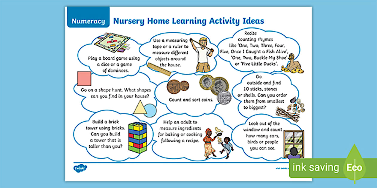 Editable Numeracy Nursery Home Activity Ideas - Twinkl