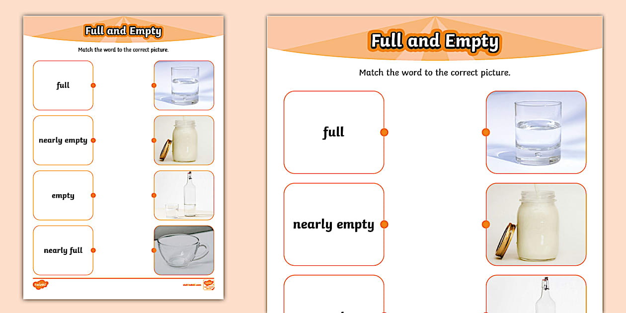 👉 Full and Empty Matching Worksheet (Teacher-Made)