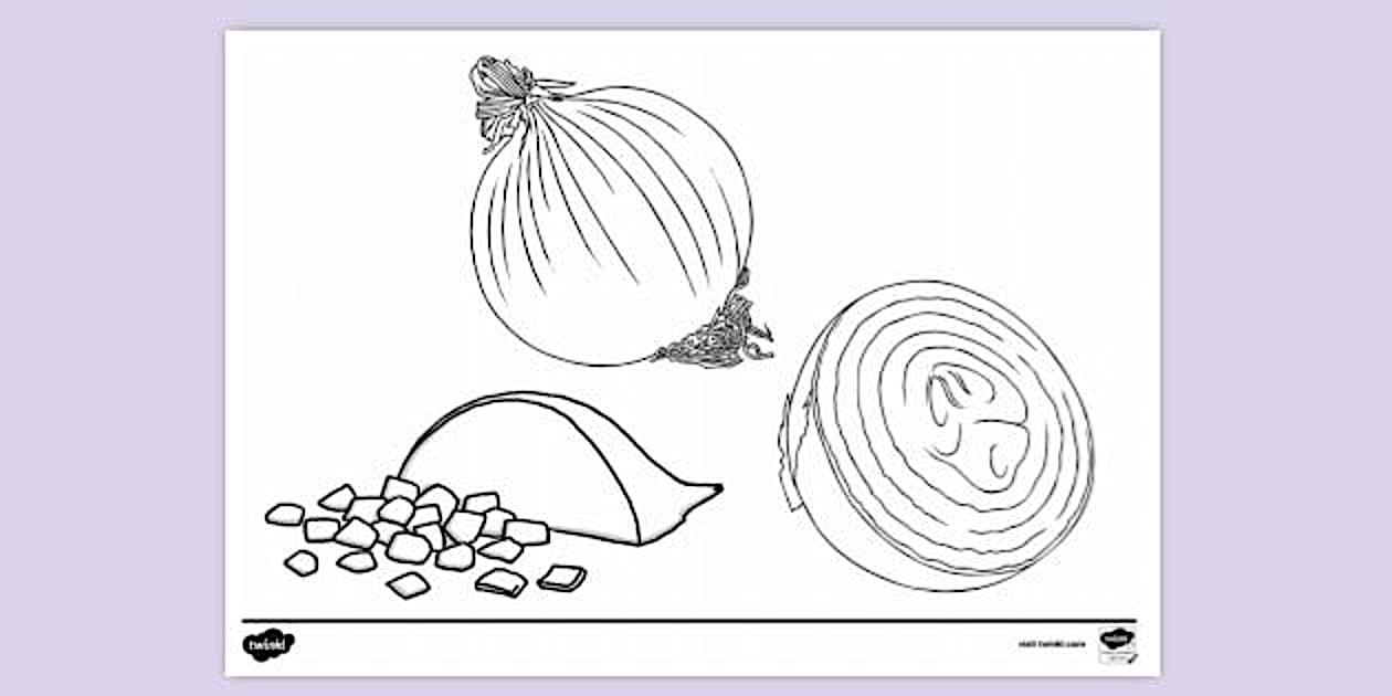 Chopped Onions Colouring Sheet | Colouring Sheets | Twinkl