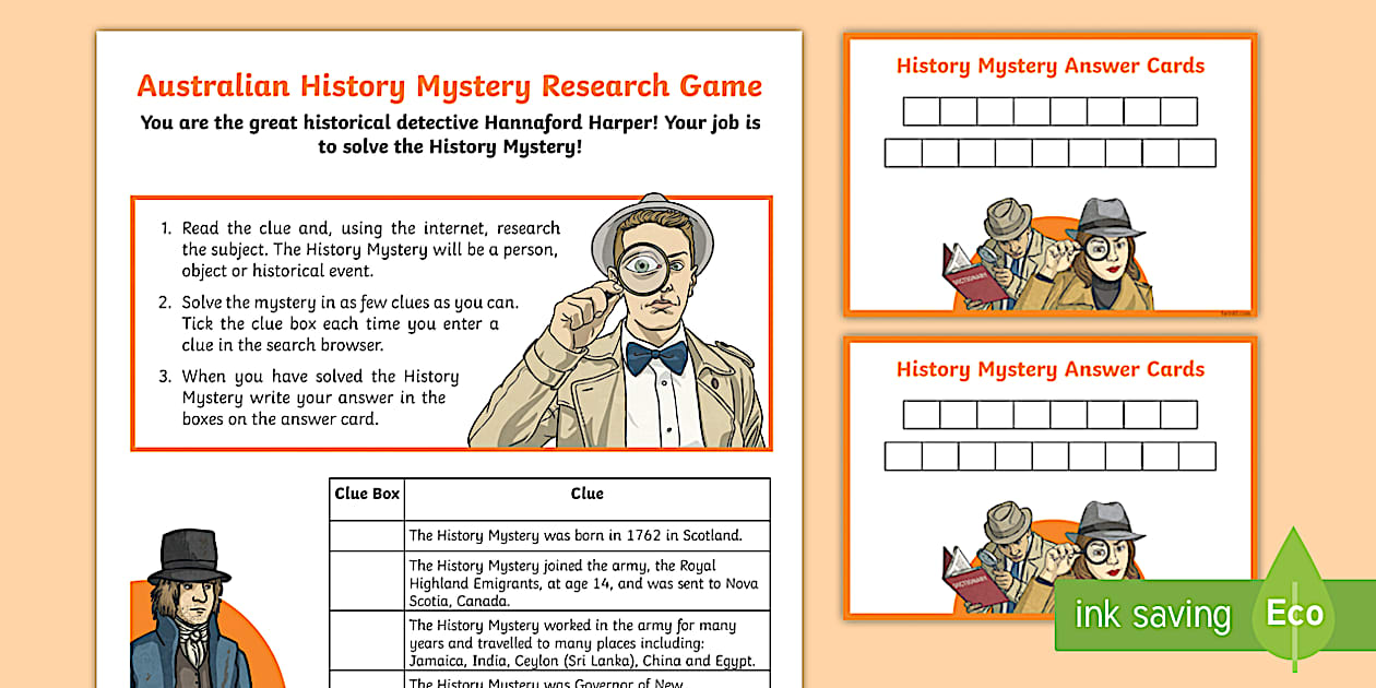 Governor Macquarie History Mystery Research Game - Twinkl