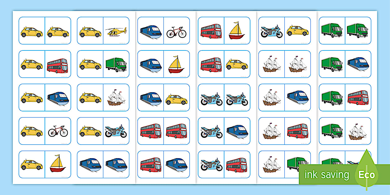Transport Dominoes (teacher made) - Twinkl