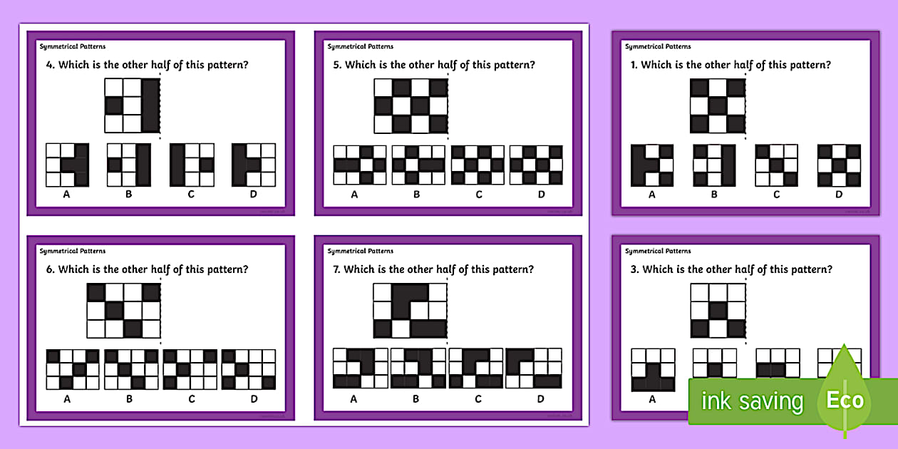 Symmetrical Patterns Challenge Cards - Maths - KS2 - Twinkl