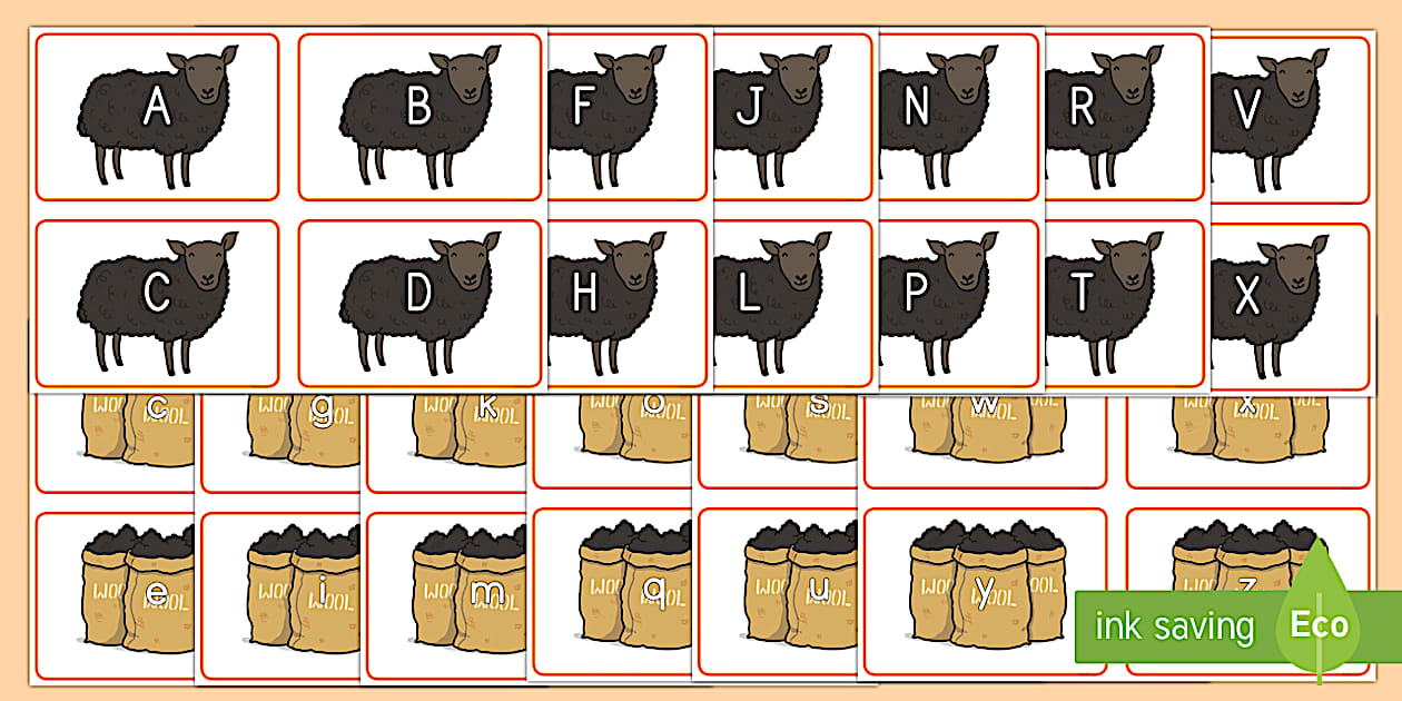 Baa Baa Black Sheep Letter Matching Worksheet - Twinkl