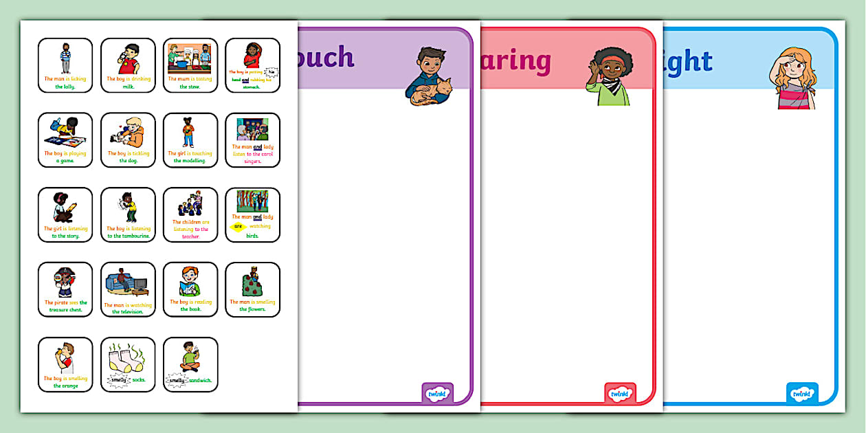 Colourful Semantics Animals Including Humans Senses Sorting.