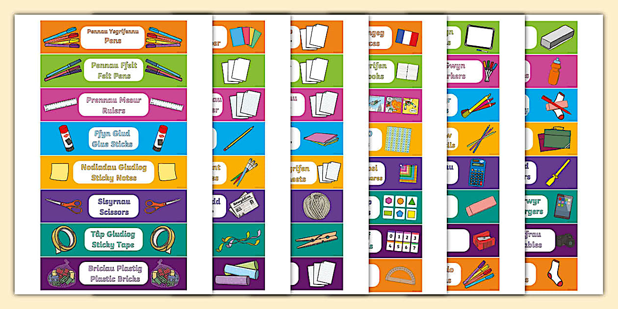 Bilingual Welsh/English Tray Labels (Editable) - Twinkl