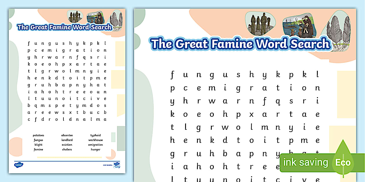 The Great Famine - Word Search (teacher made) - Twinkl
