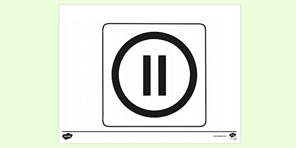Pause Button Icon Colouring | Colouring Sheets - Twinkl