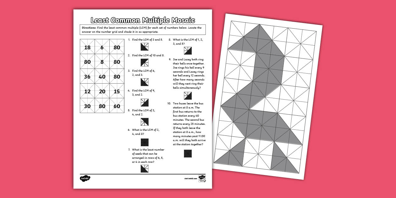 Sixth Grade Least Common Multiple Mosaic - Twinkl