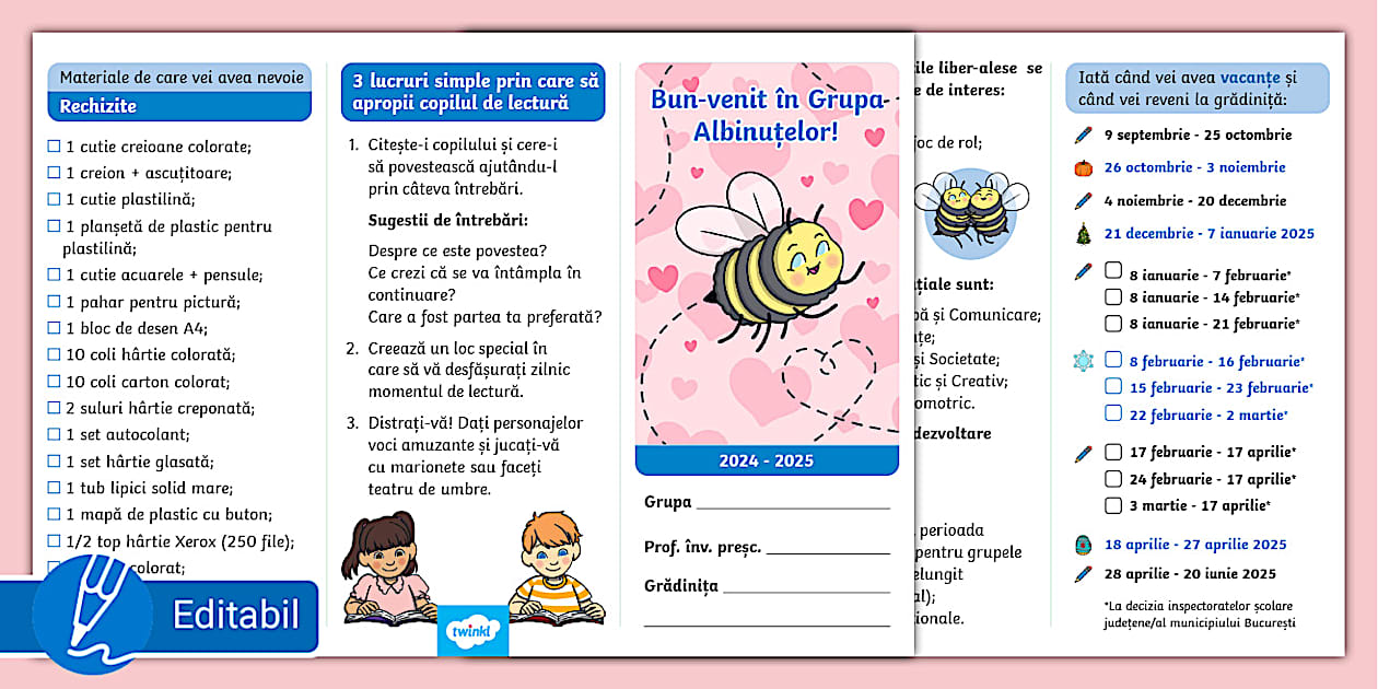 Grupa Albinuțelor – Pliant început de an școlar grupa mică
