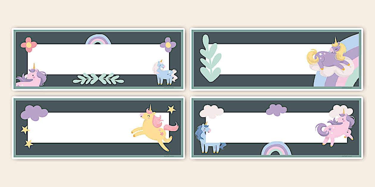 Unicorn-Themed Tray Labels (teacher made) - Twinkl