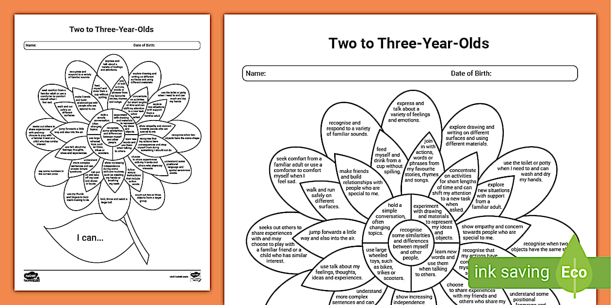 EYFS 2 to 3 Year-Olds 'I Can' Assessment Flower - Twinkl