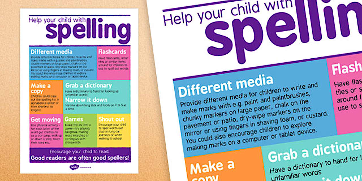 Black and White Help Your Child With Spelling Poster For Parents