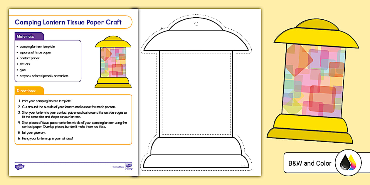 Camping Lantern Tissue Paper Craft - Twinkl