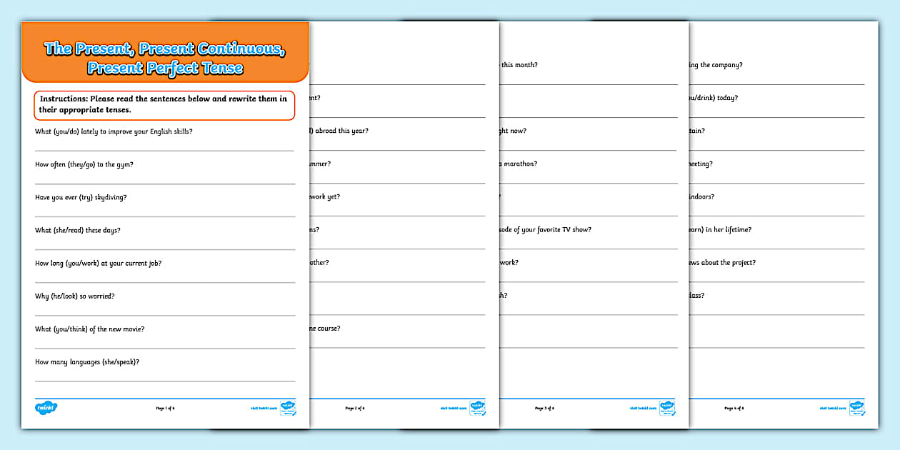 Practicing all the Present Tenses (teacher made) - Twinkl