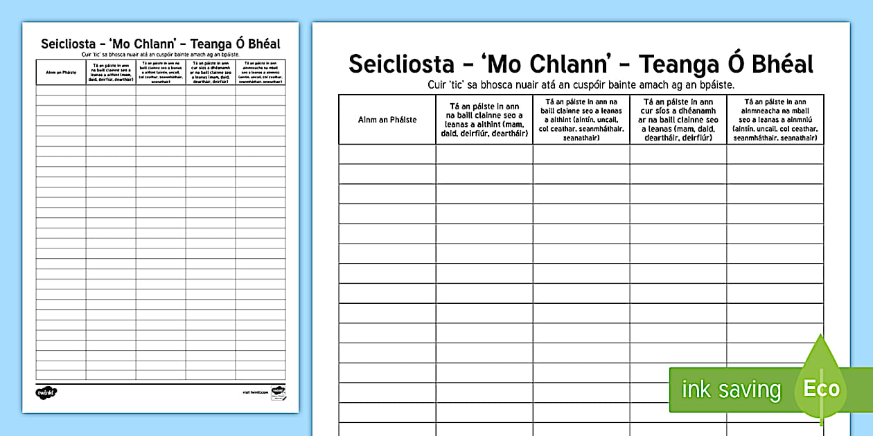 Mo chlann ceacht múinteoireachta | Seicliosta | Twinkl