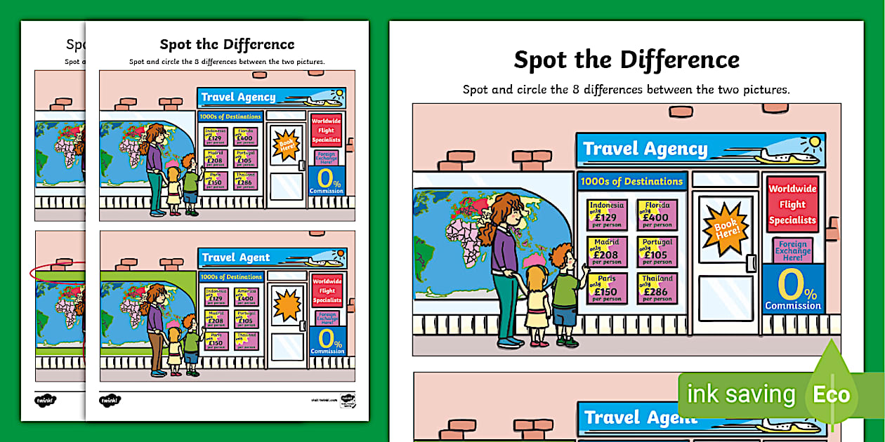 Black and White Where in the World Shall We Go? Spot the Difference ...