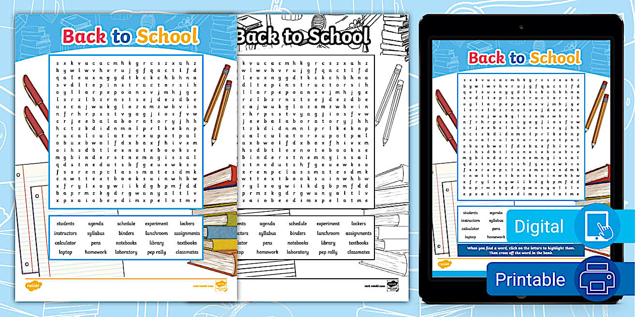 Back to School Word Search for 6th-8th Grade (Teacher-Made)