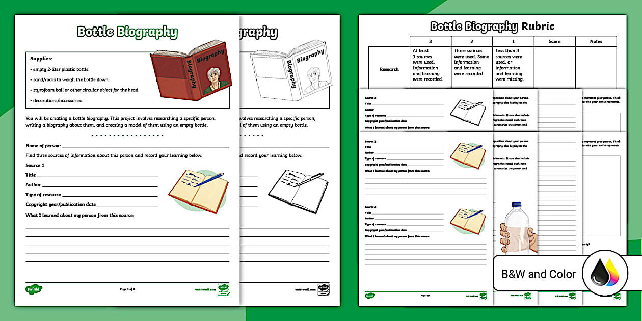 Bottle Biography Project (teacher made) - Twinkl