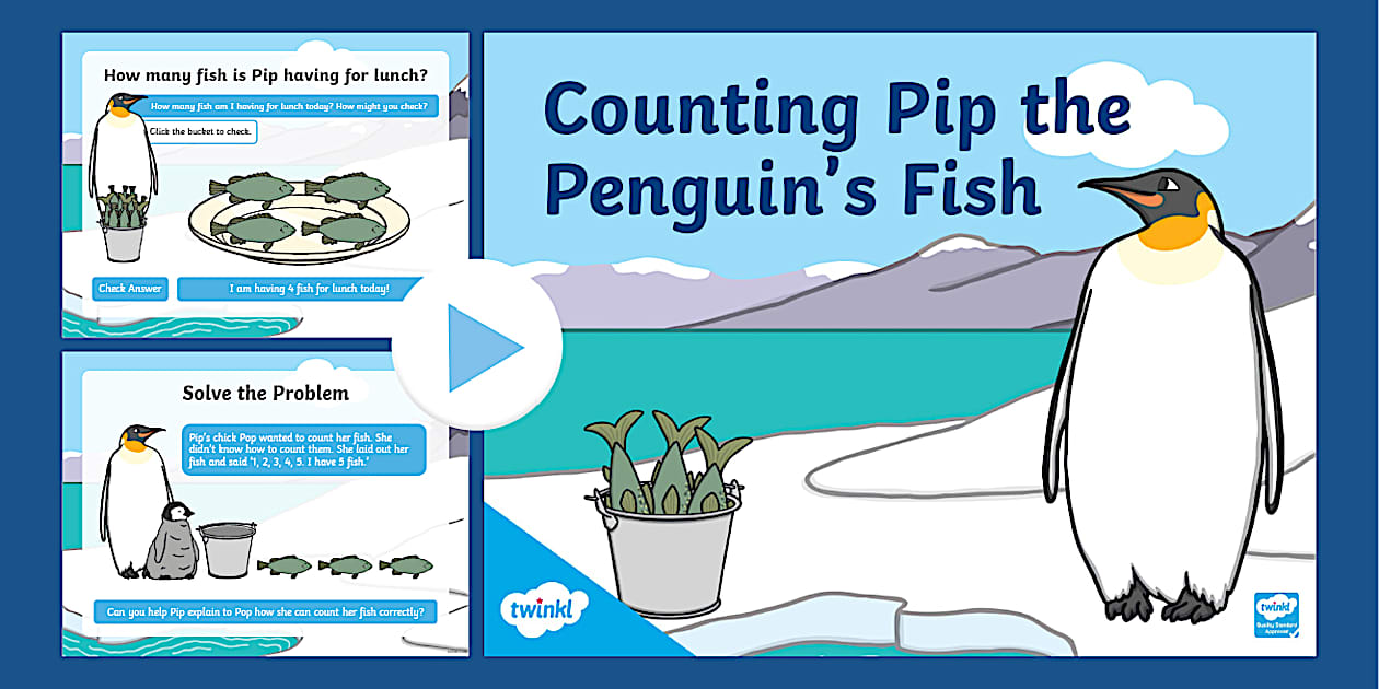 EYFS Counting Pip the Penguin's Fish PowerPoint