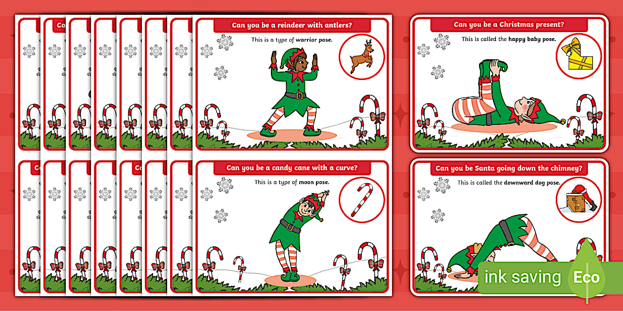 A Pack Elf Yoga Cards | Twinkl | Christmas | P.E. | EYFS KS1