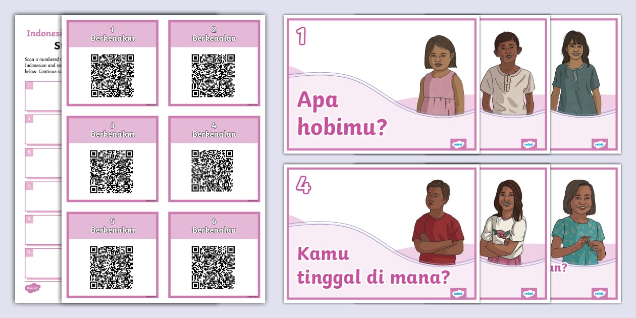 QR Code Hunt - Indonesian Introductions (teacher made)