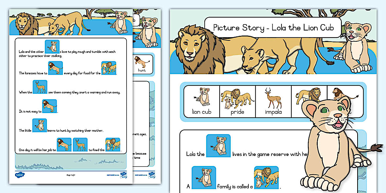 Picture Story -Lola the Lion Cub (teacher made) - Twinkl