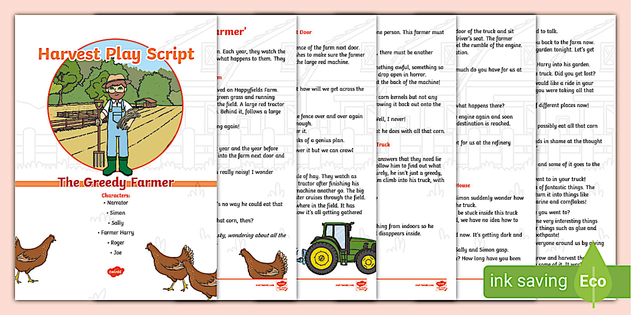 Editable Harvest Play Script (teacher made) - Twinkl
