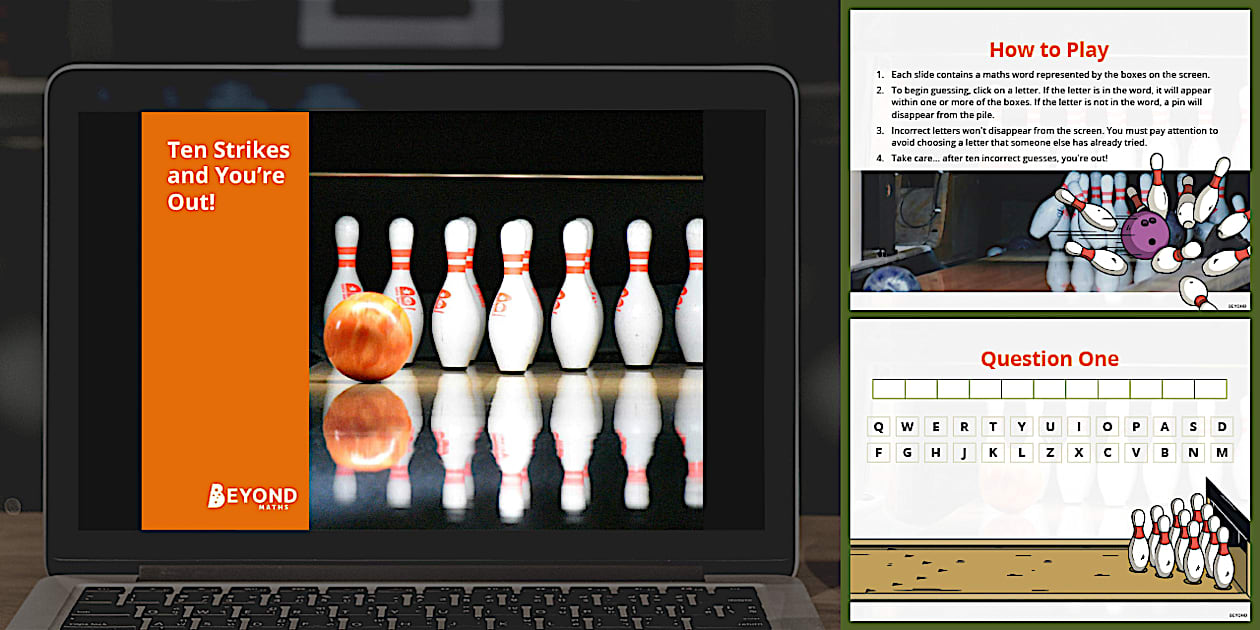 Ten Strikes and You're Out! (Maths Terms Game 9-10) - Twinkl