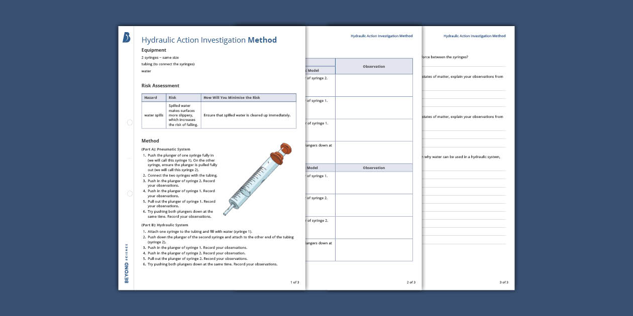 Hydraulic Action Investigation KS3 Science | Beyond - Twinkl
