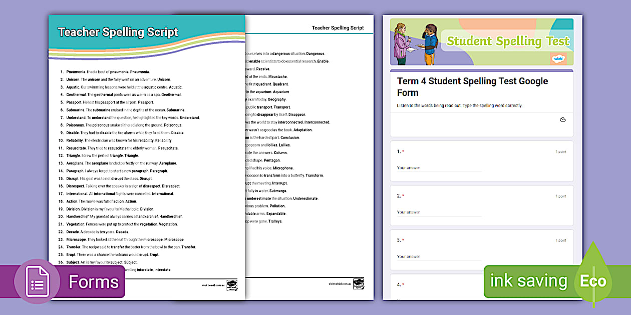Term 4 Spelling Test Year 6 - Educational Resources